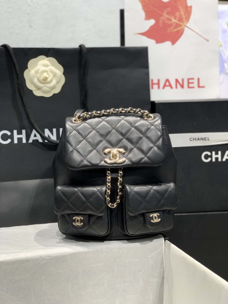 CN AS3860 Backpack Shiny Lambskin Gold Black - Bmai