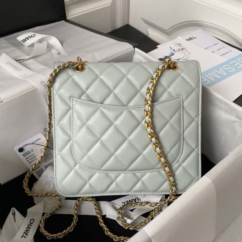 CN AS3932 Flap Classic Bag CF Lambskin Light Blue Gold - Bmai