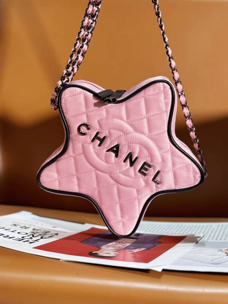 CN AS4579 Star Handbag Satin & Black-tone metal Pink - Bmai